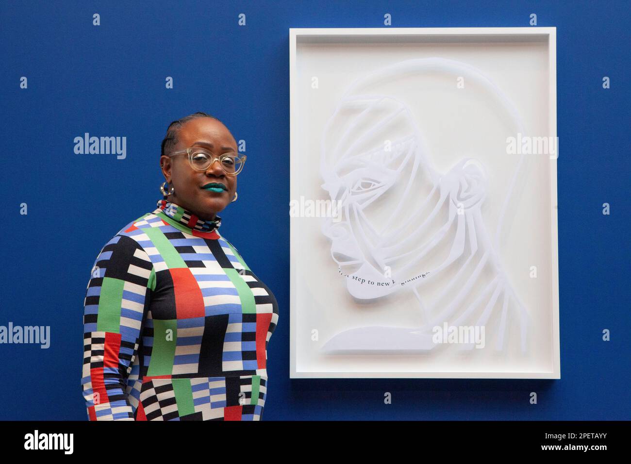 London, UK. 16th Mar, 2023. Artist Sharon Walters with her work 'New ...