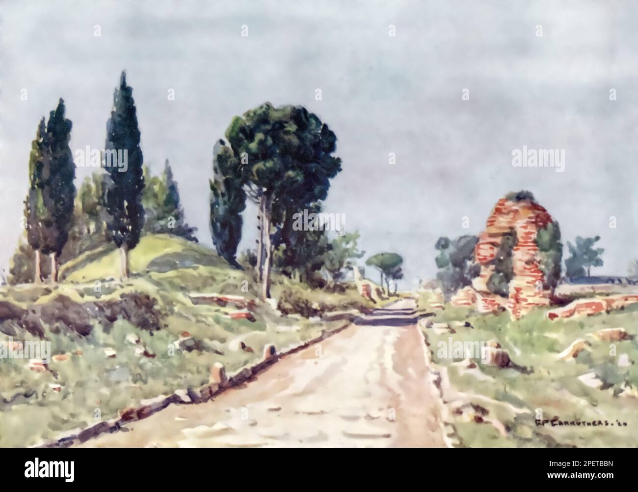 The Appian Way, Italy, 1920. By C. P. Carruthers. The Appian Way is one ...