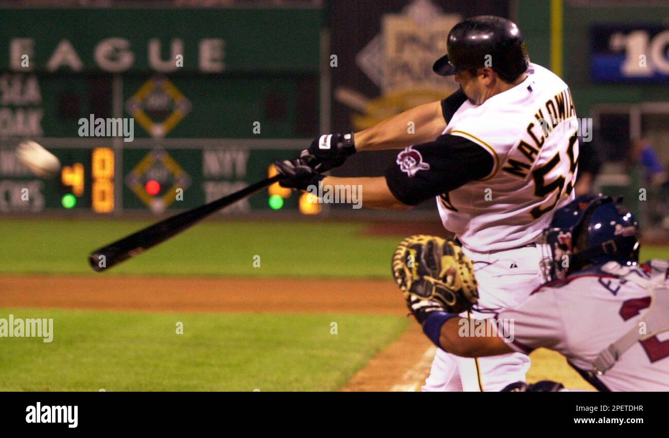 Pittsburgh Pirates' Rob Mackowiak (59) connects for a seventh-inning ...