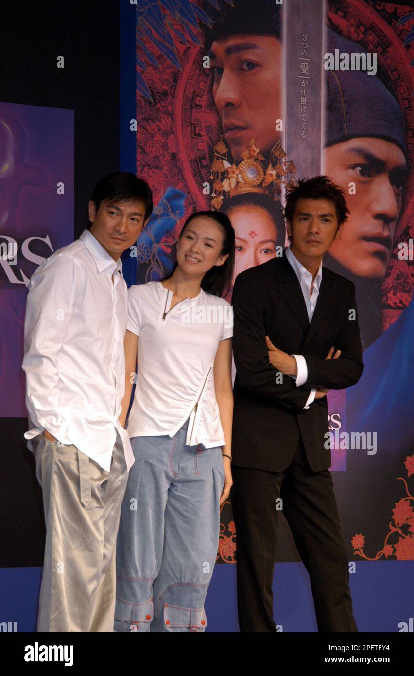 Hong Kong actor Andy Lau, left, Chinese actress Zhang Ziyi, center, and ...
