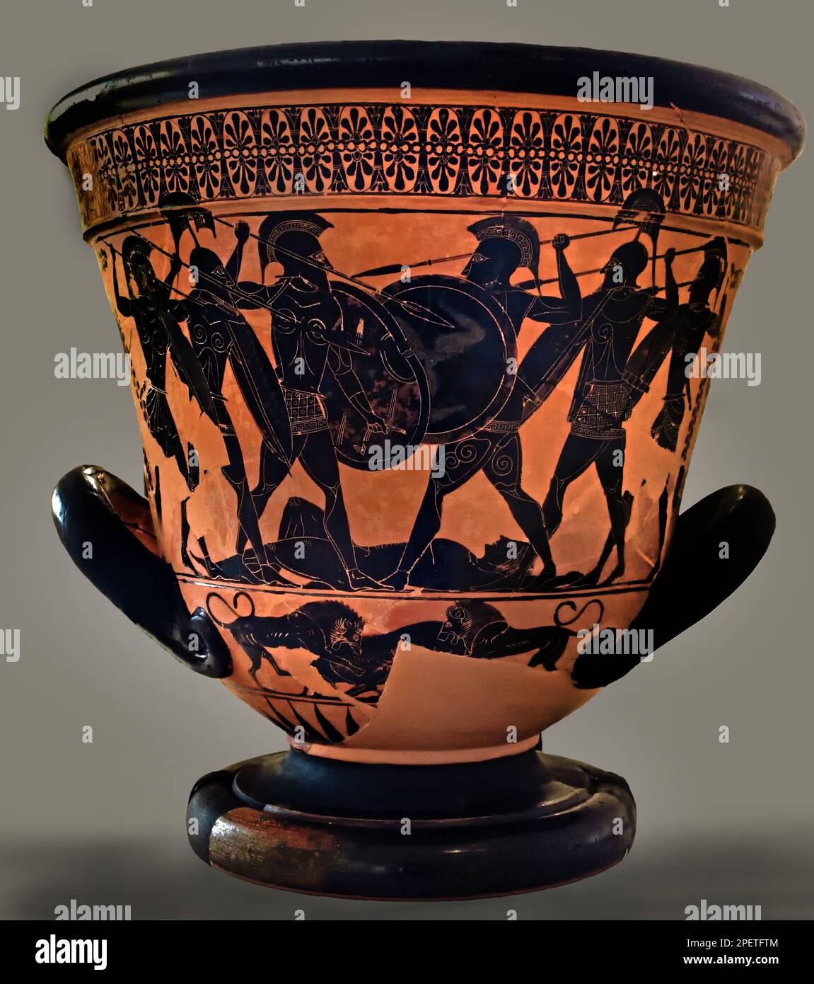 Homeric battle around the body of Patroklos, Attic black-figure calyx ...