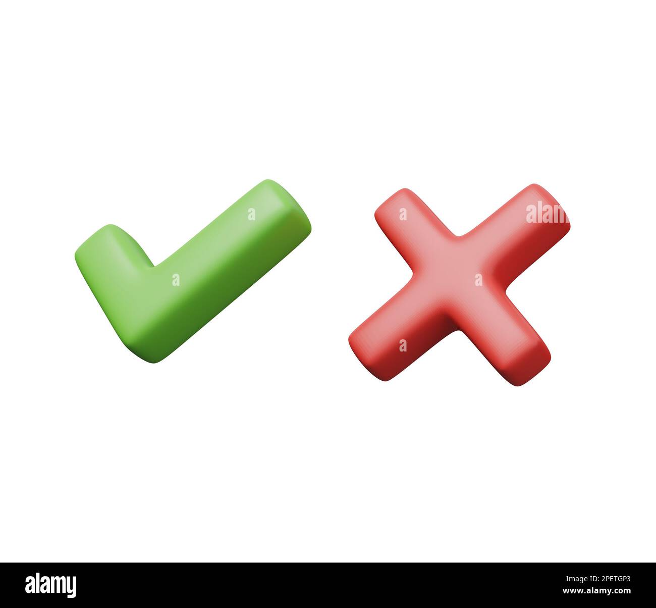 checkmark cross 3d icon Stock Photo - Alamy