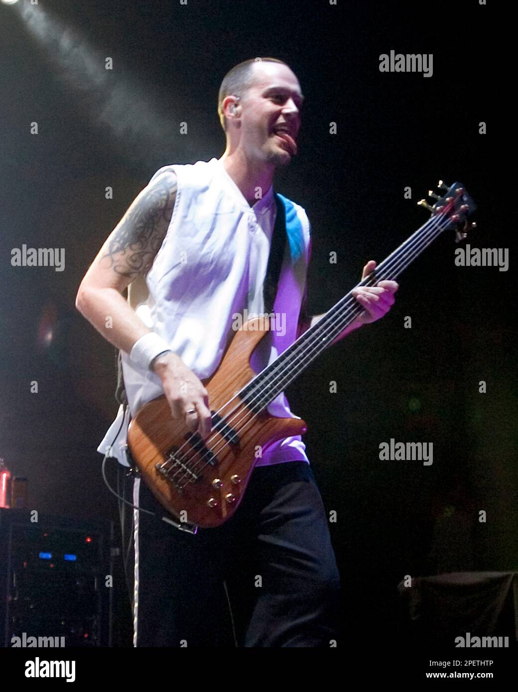 Bass guitarist P-Nut of the rock band 311 performs at theTweeter Center ...