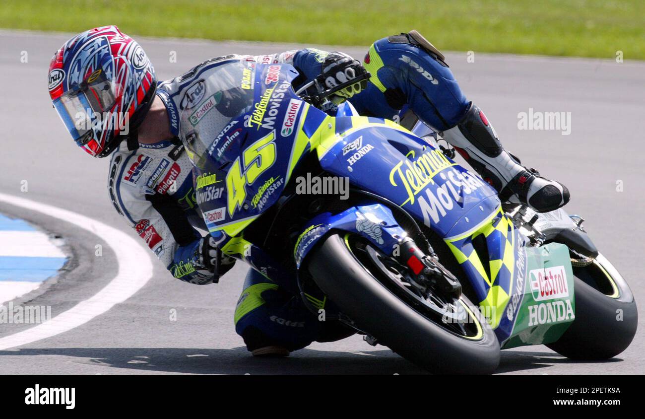 America's Colin Edwards in action on his Honda during practice for the ...