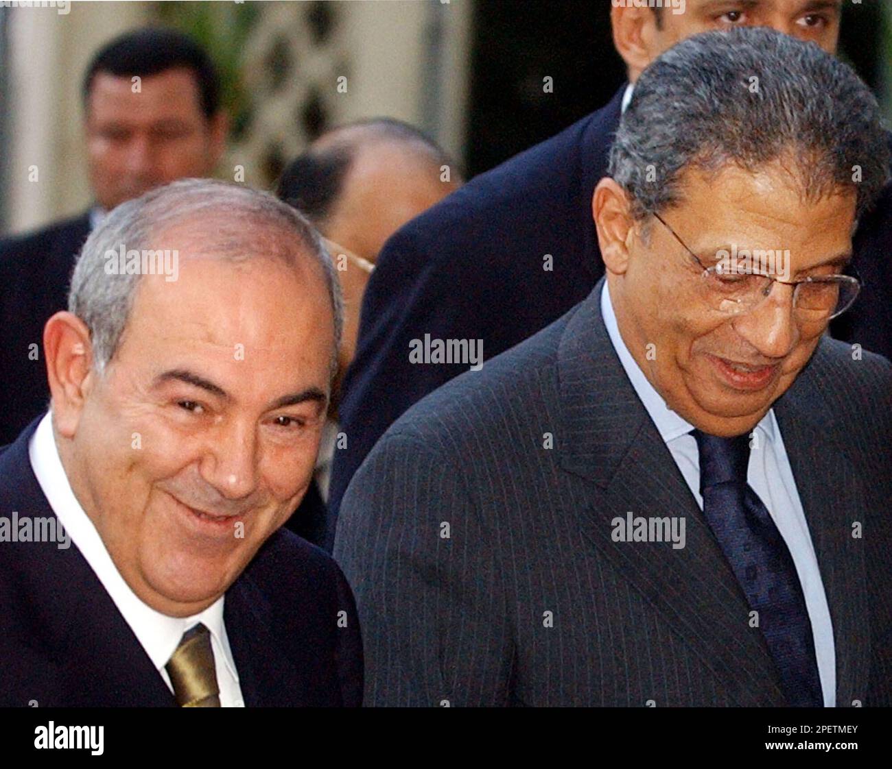 Amr Moussa, Secretary General of the Arab League, right, accompanies ...