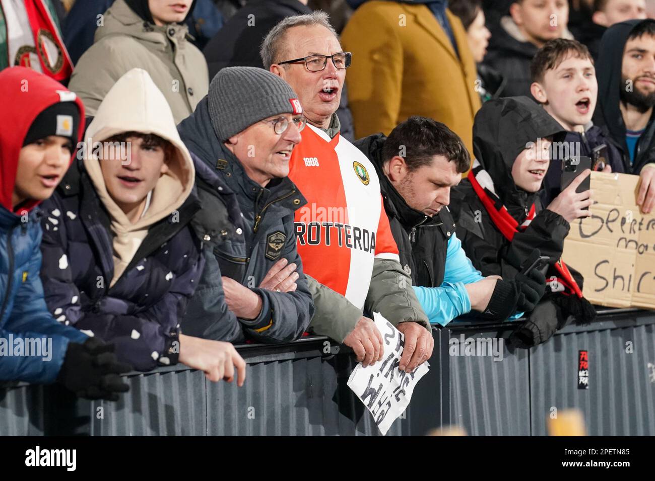 ROTTERDAM, NETHERLANDS - MARCH 12: Fans and supporters of Feyenoord ...