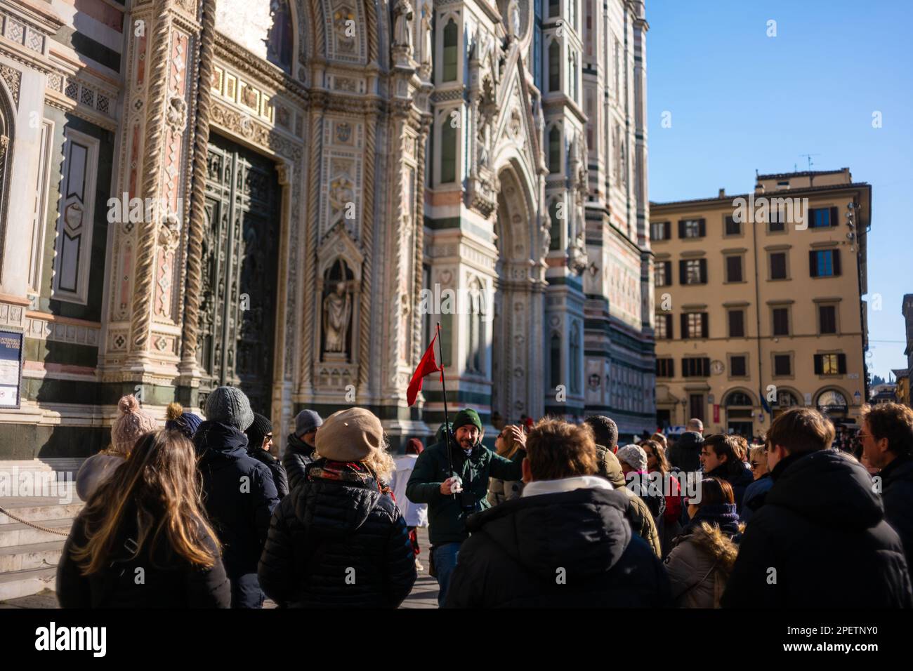 Tourist groups outside the Florence Duomo with the famous Dome by ...
