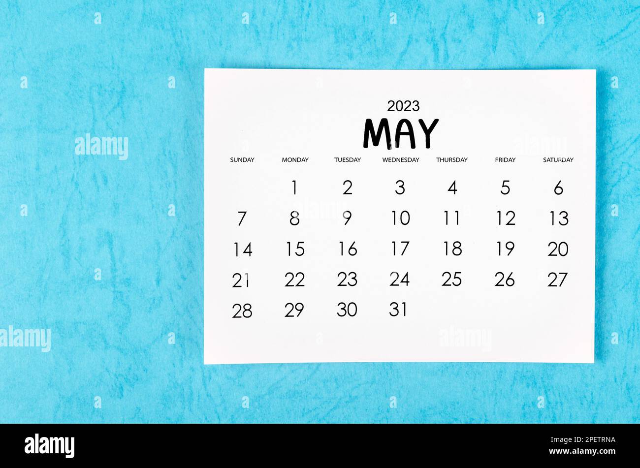 May 2023 Monthly calendar for 2023 year on blue background Stock Photo ...