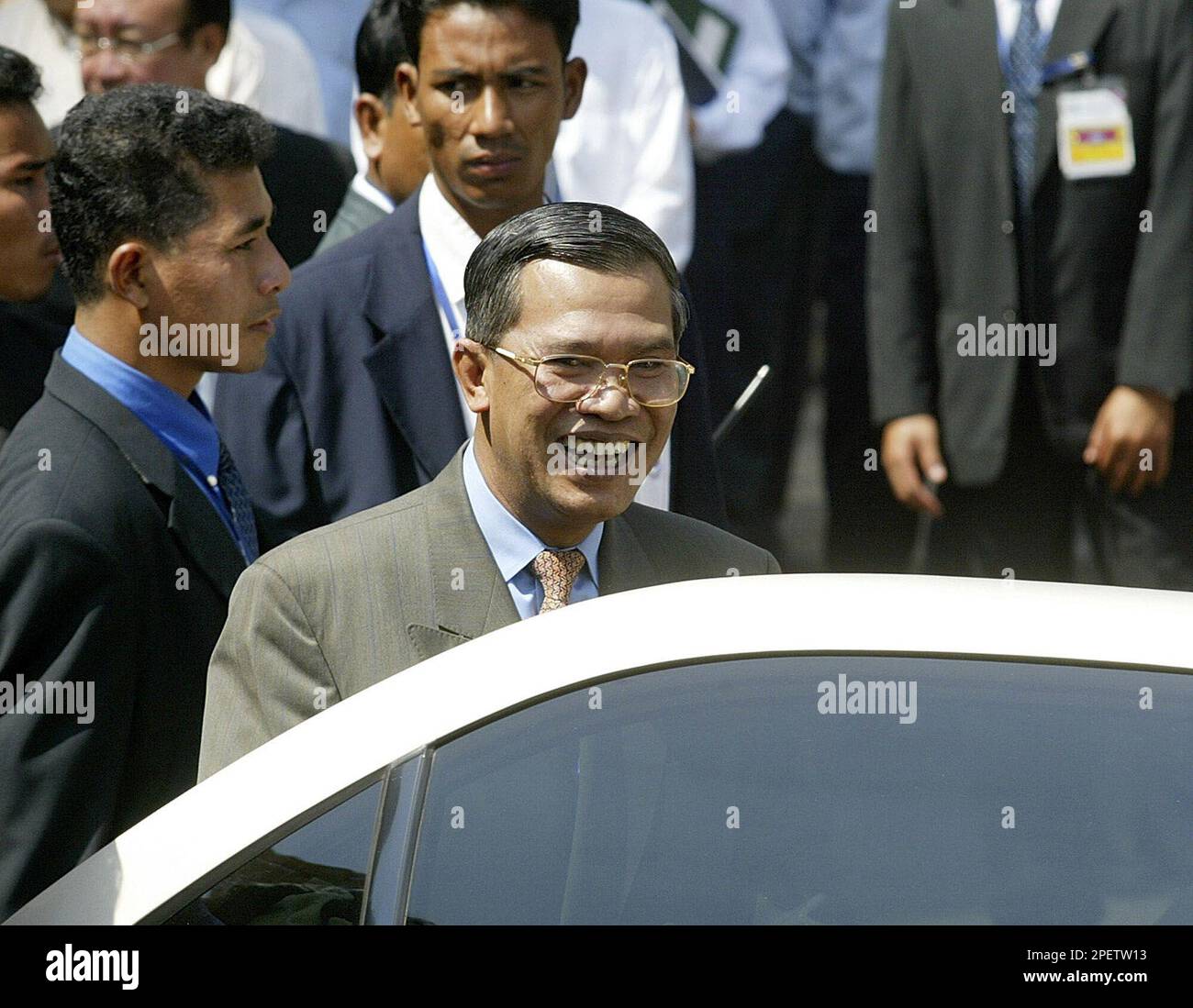 Cambodian Prime Minister Hun Sen smiles as he leaves the National ...
