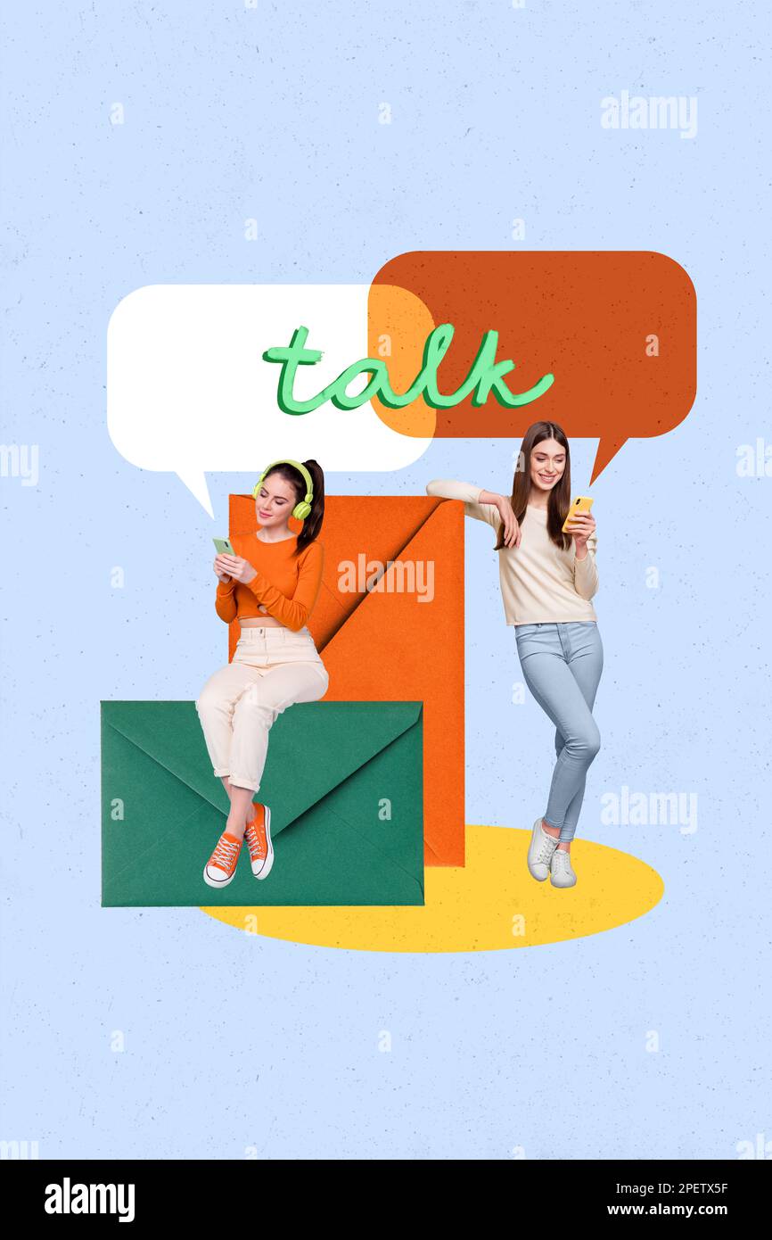 Collage 3d creative photo artwork sketch poster of two people lovely ...