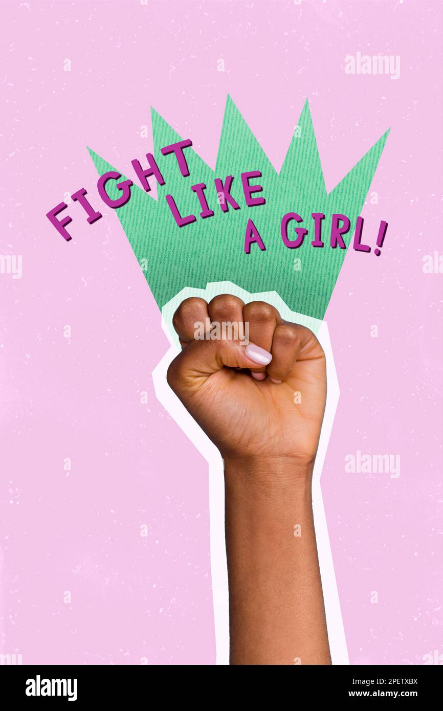 Vertical 3d collage artwork image poster picture of human arm fist be ...