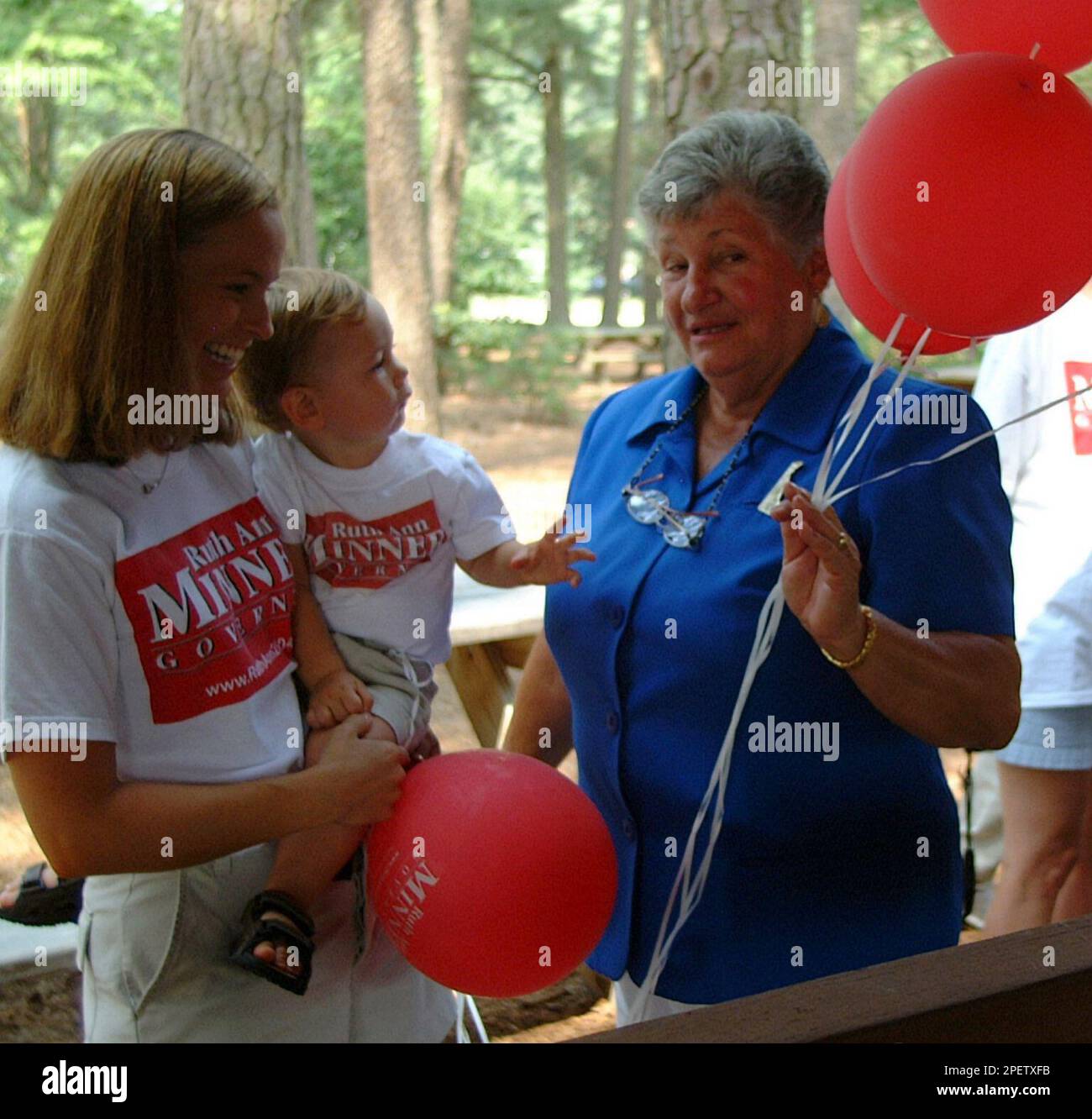 Delaware Gov. Ruth Ann Minner greets supporters Crystal Webb and her ...