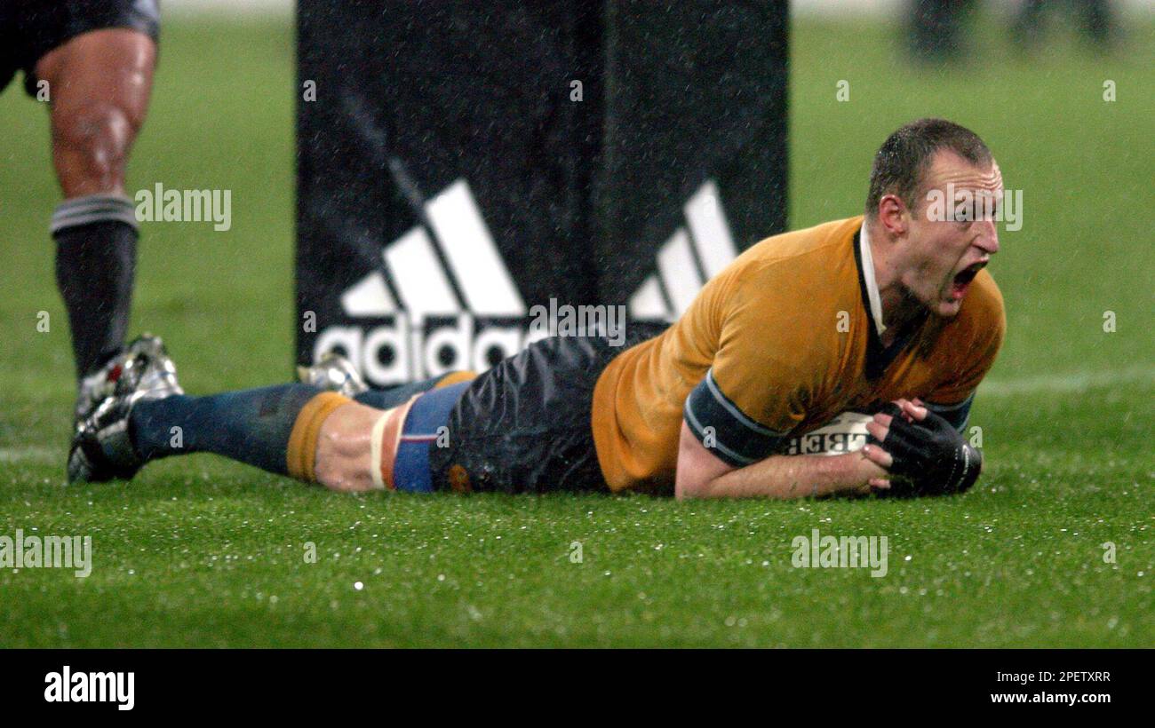 Australian Wallabies Stirling Mortlock scores his teams only try ...