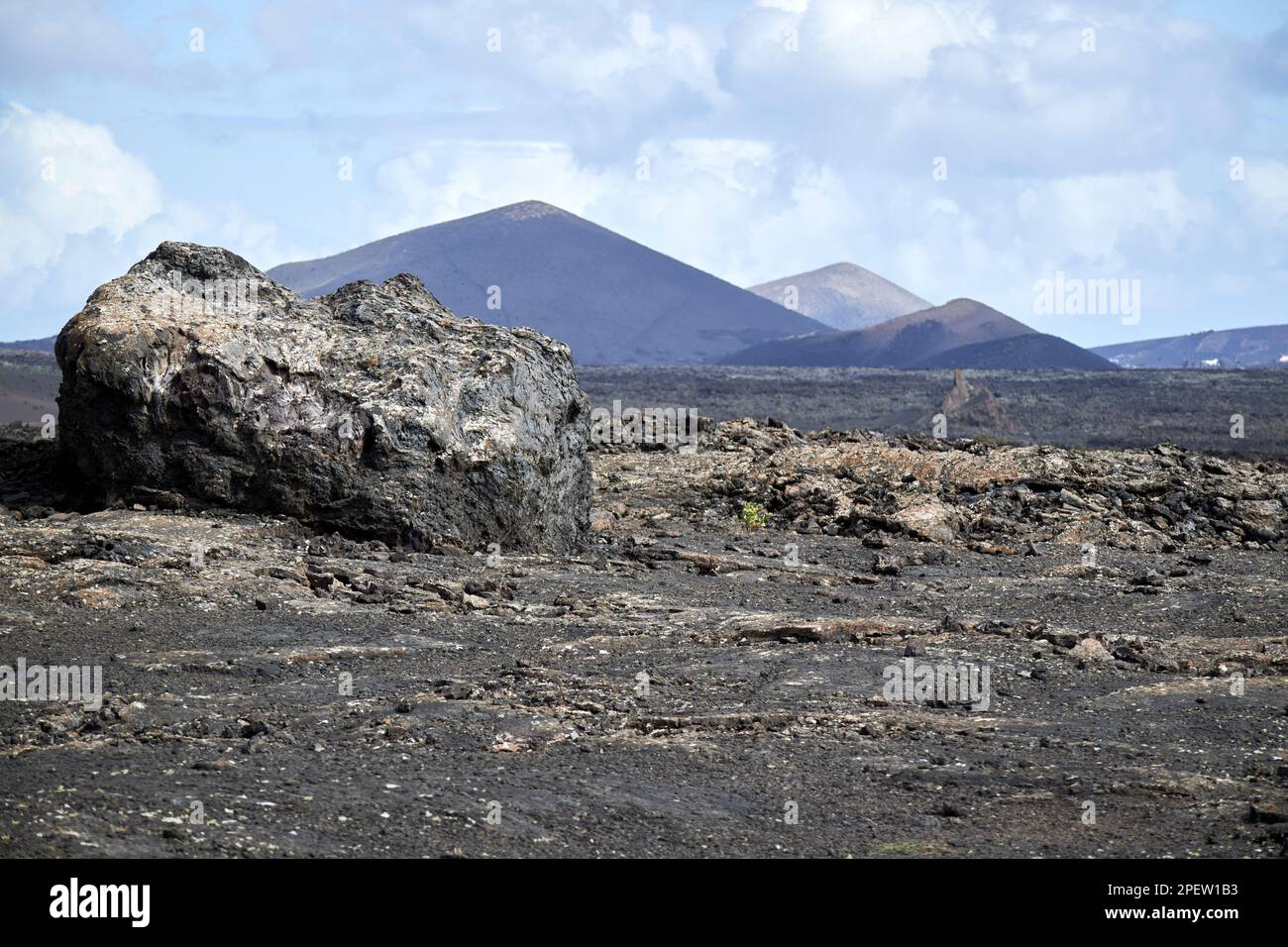 looking across volcanic bomb volcanic rock formations and lava fields ...