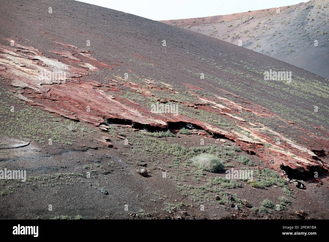 red coloured ash picon and soil breaking through parque nacional de ...