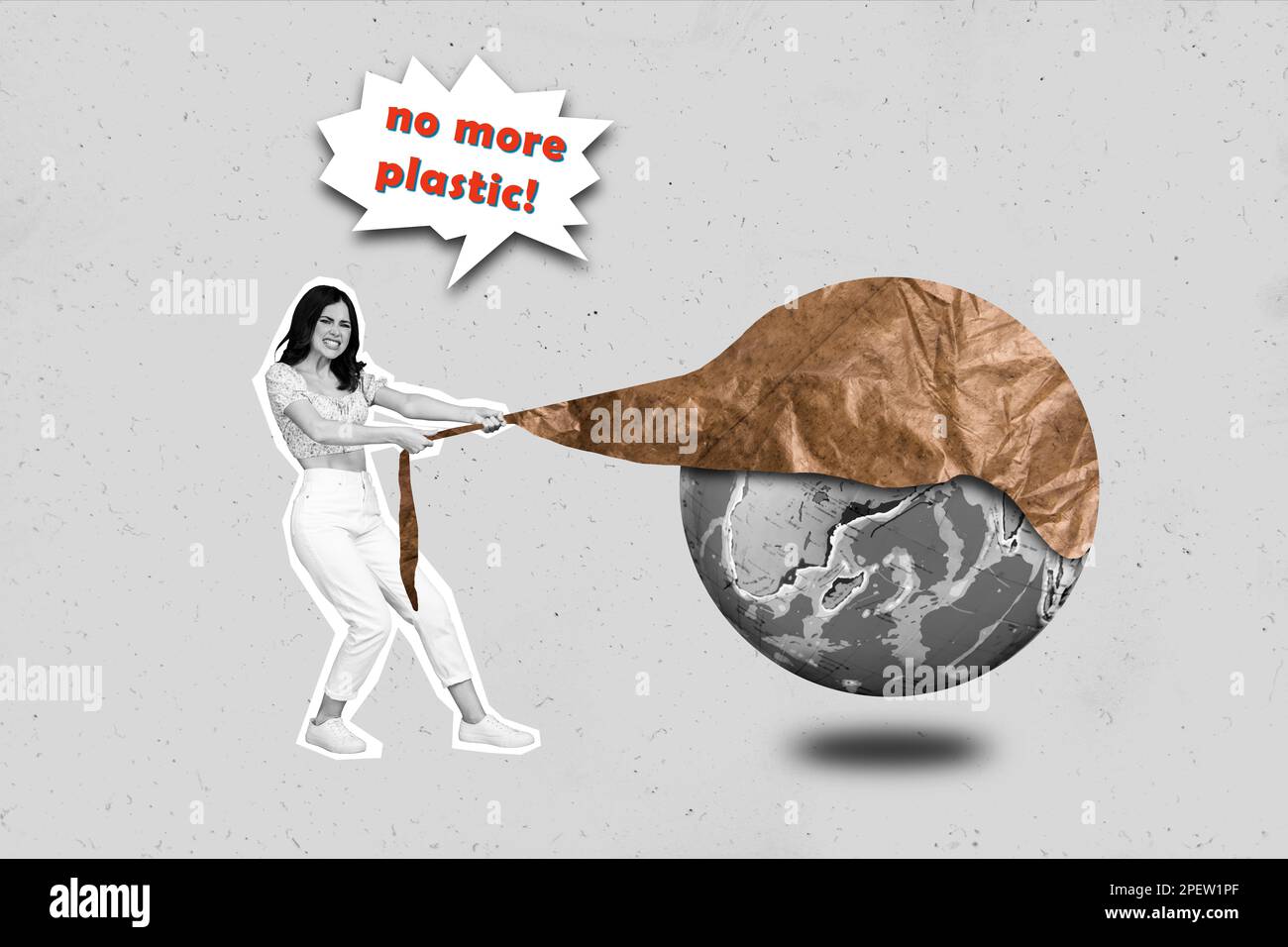 Composite retro poster collage of young activist girl try clean planet ...