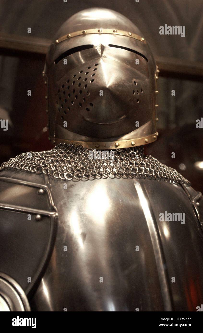 A suit of armor, one of the medieval artifacts on display in the great ...
