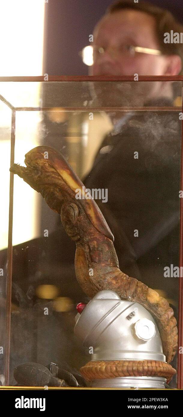 The Chest Burster, from the 1979 film, Alien, in its glass cage after ...