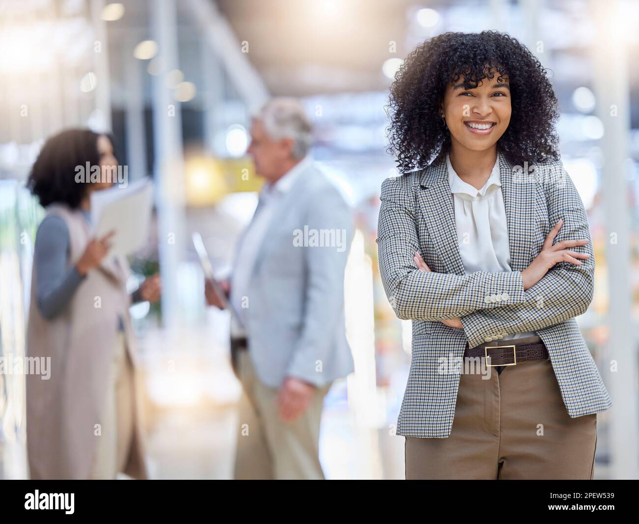 Young business woman, portrait and arms crossed for empowerment ...