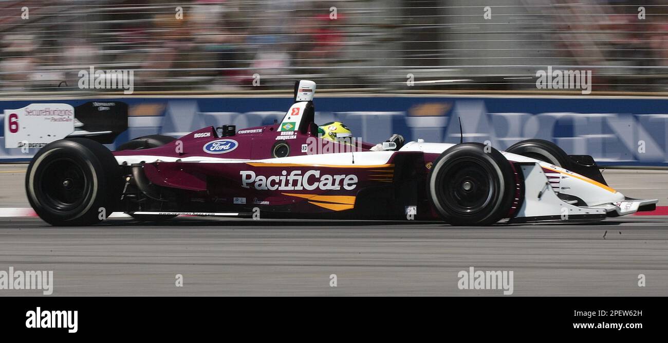 Champ Car driver Bruno Junqueira of Brazil, steers his car to a third ...