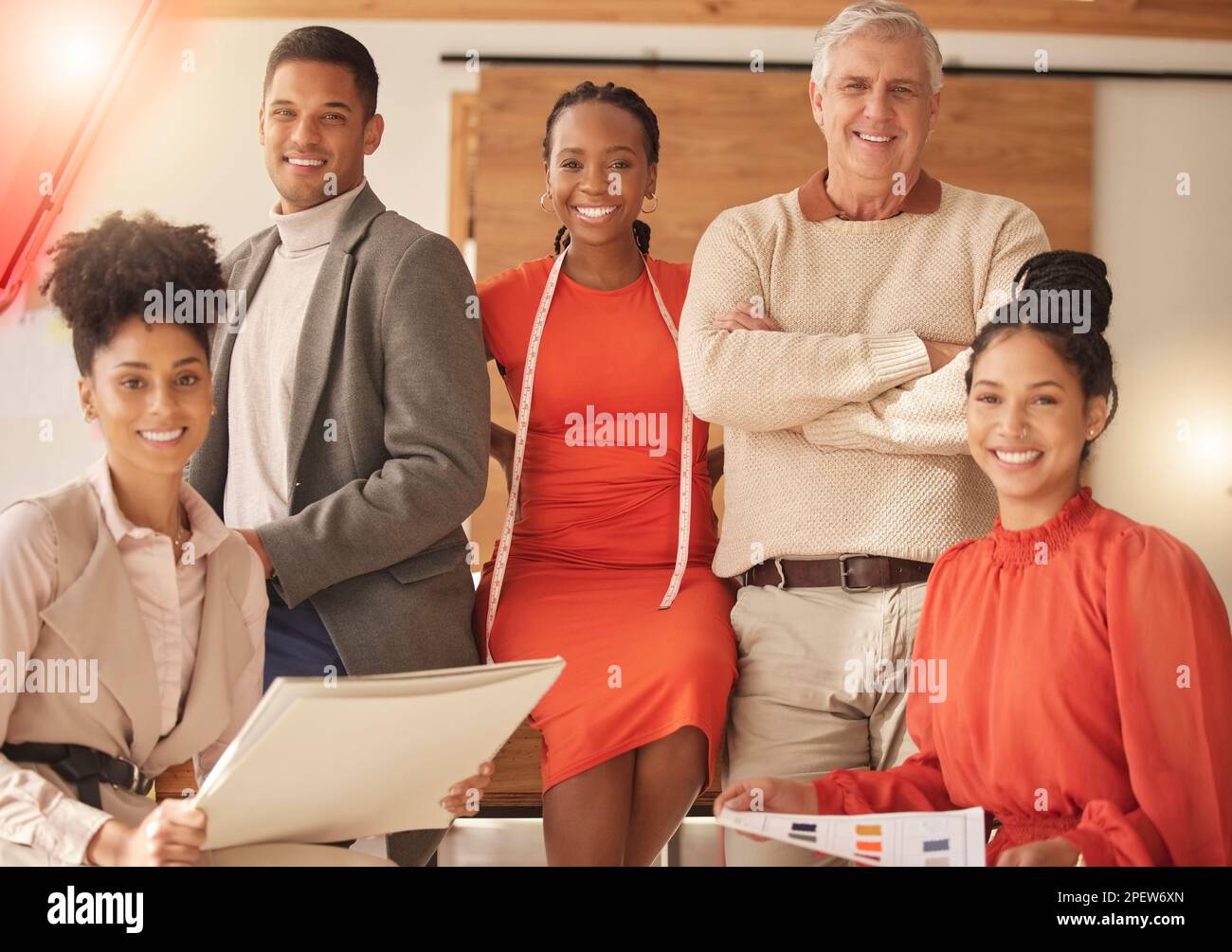 Fashion, designer team and people with smile in portrait, design ...