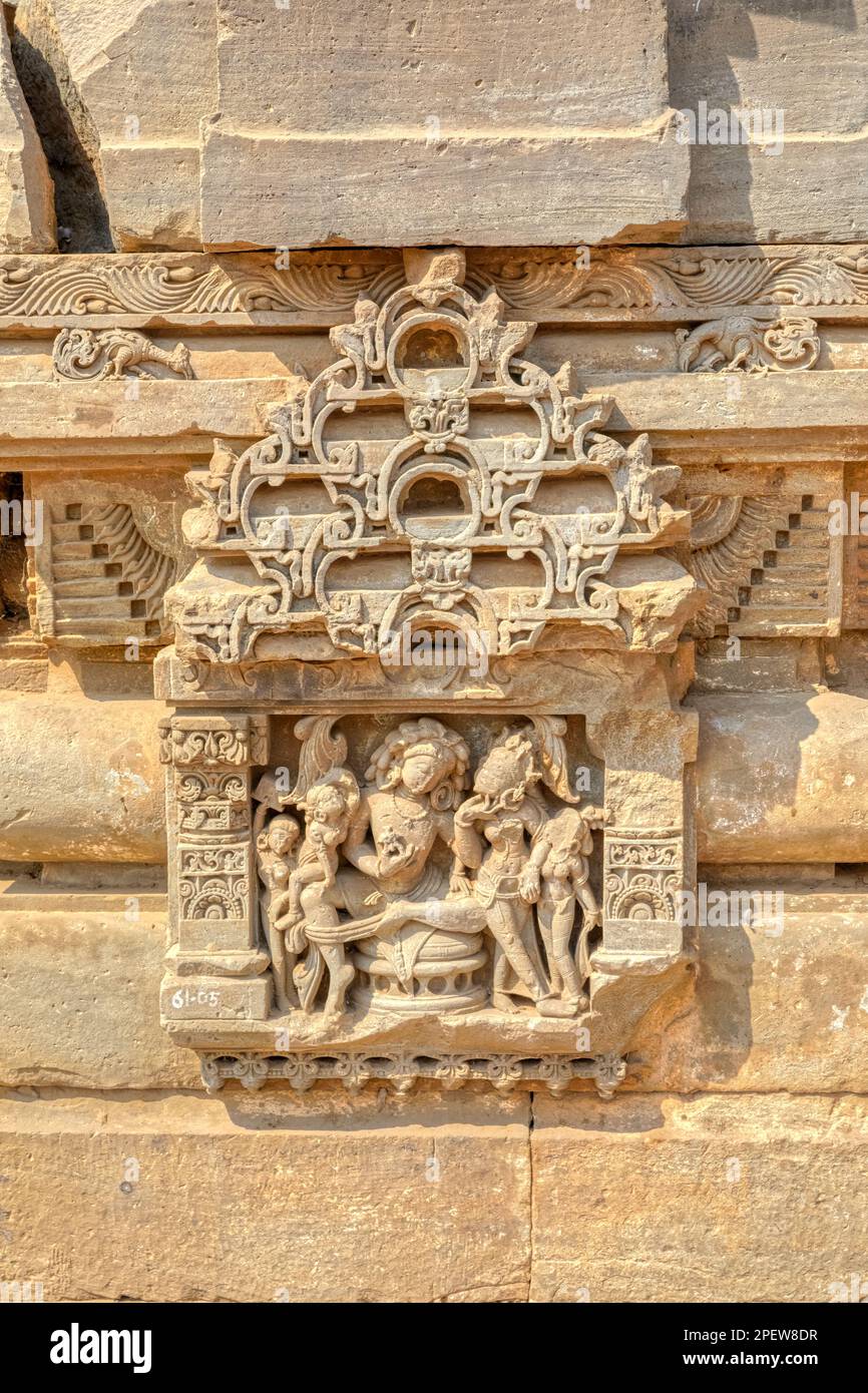 Sculpture relijef detail at the Harshat Mata Temple remains in Abhaneri ...