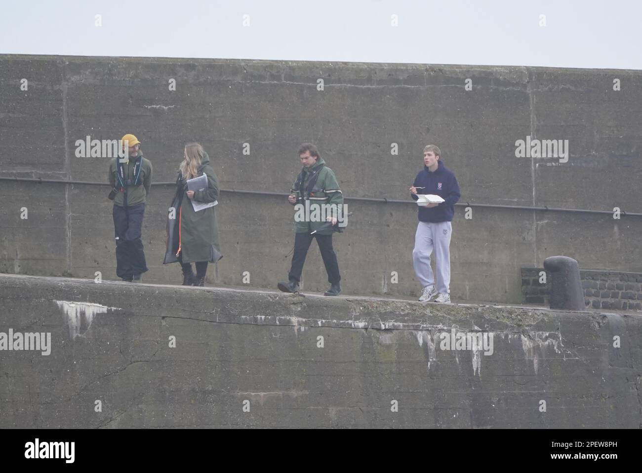 Actor Ed McVey, who plays the part of Prince William, on set in between ...