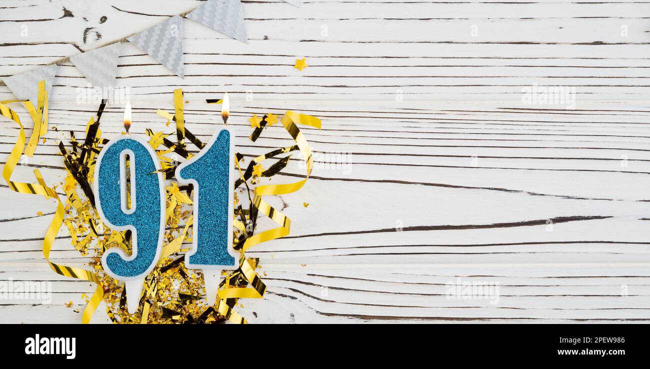 Happy birthday years 91 anniversary of the birthday hi-res stock ...