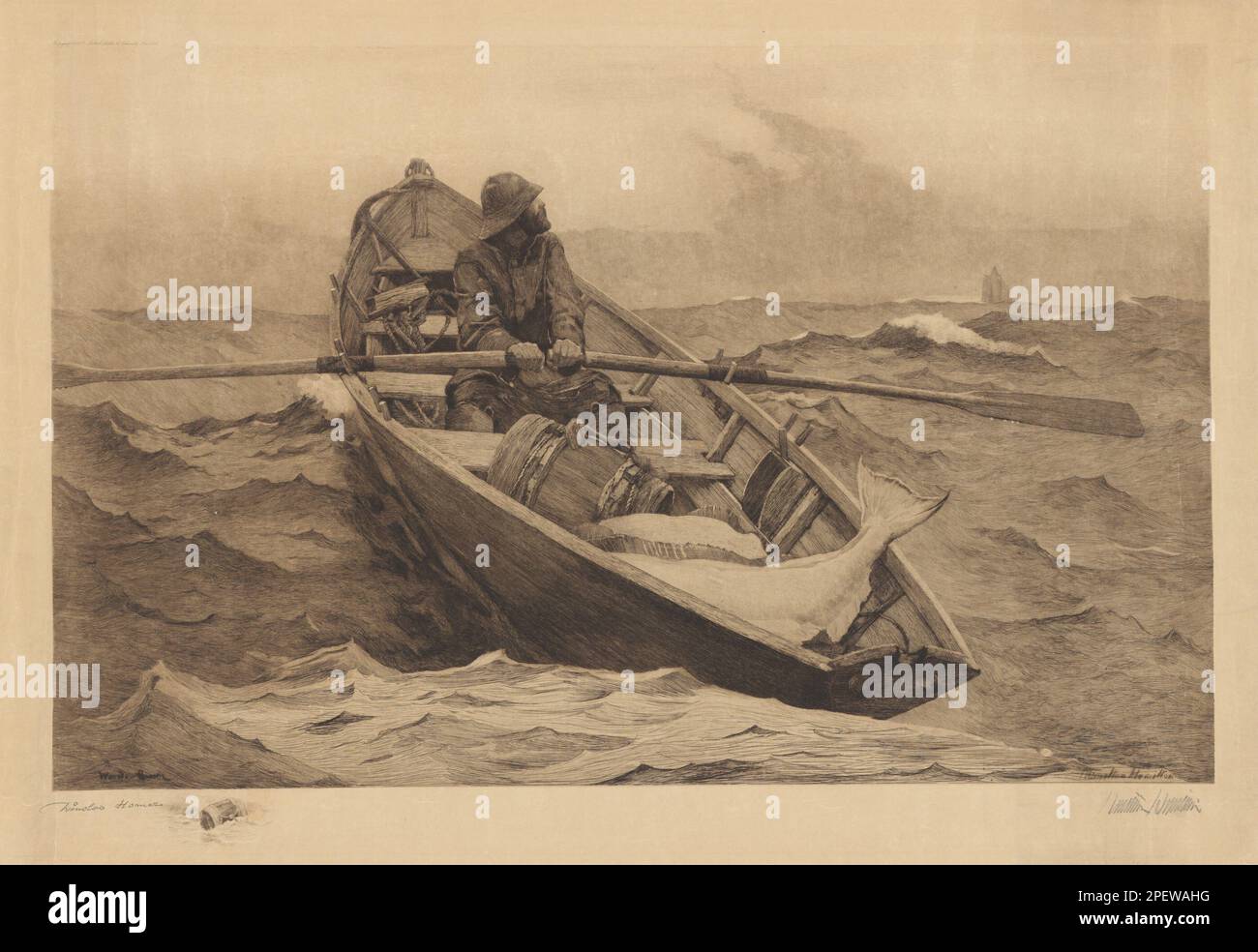 Fog Warning, 1887 by Hamilton Hamilton after Winslow Homer Stock Photo ...