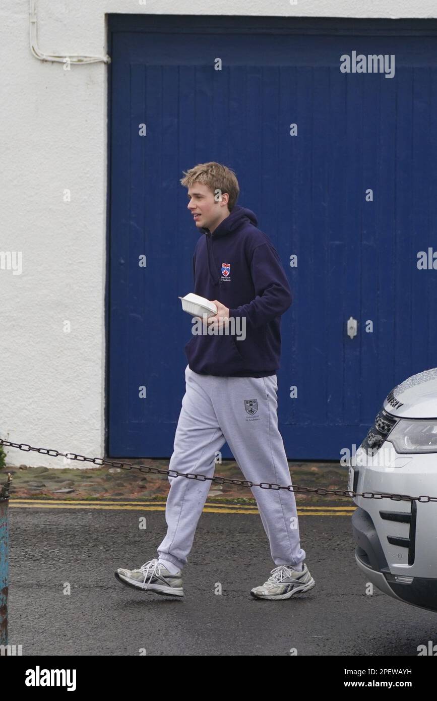 Actor Ed McVey, who plays the part of Prince William, on set in between ...