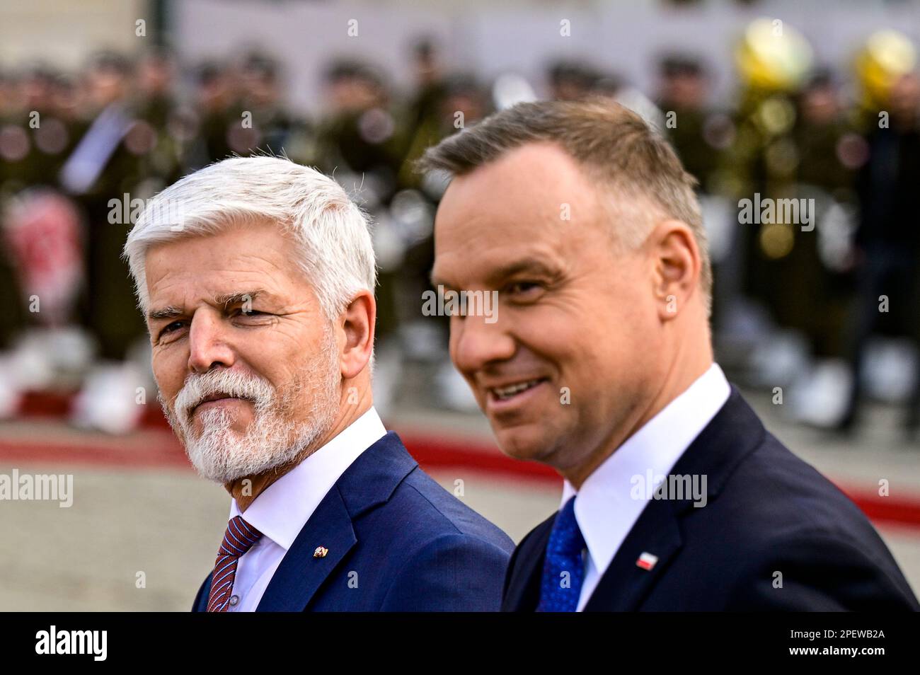 Warsaw, Poland. 16th Mar, 2023. Polish President Andrzej Duda (right ...