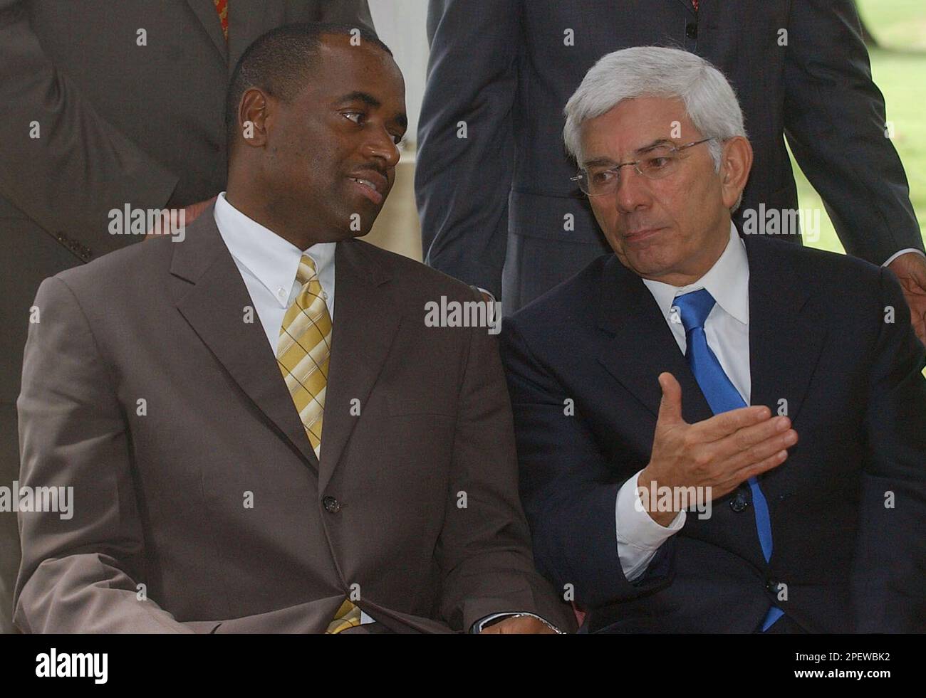 Said Musa Prime Minister of Belize, right, chats with Roosevelt Skerrit ...