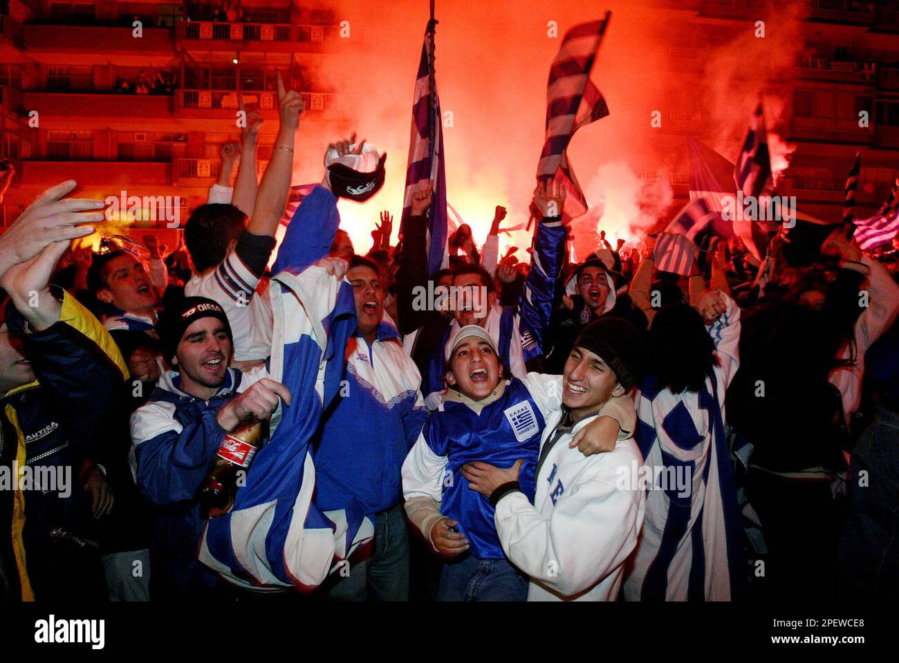 Greek soccer fans in the Sydney suburb of Brighton-le-Sands react after ...