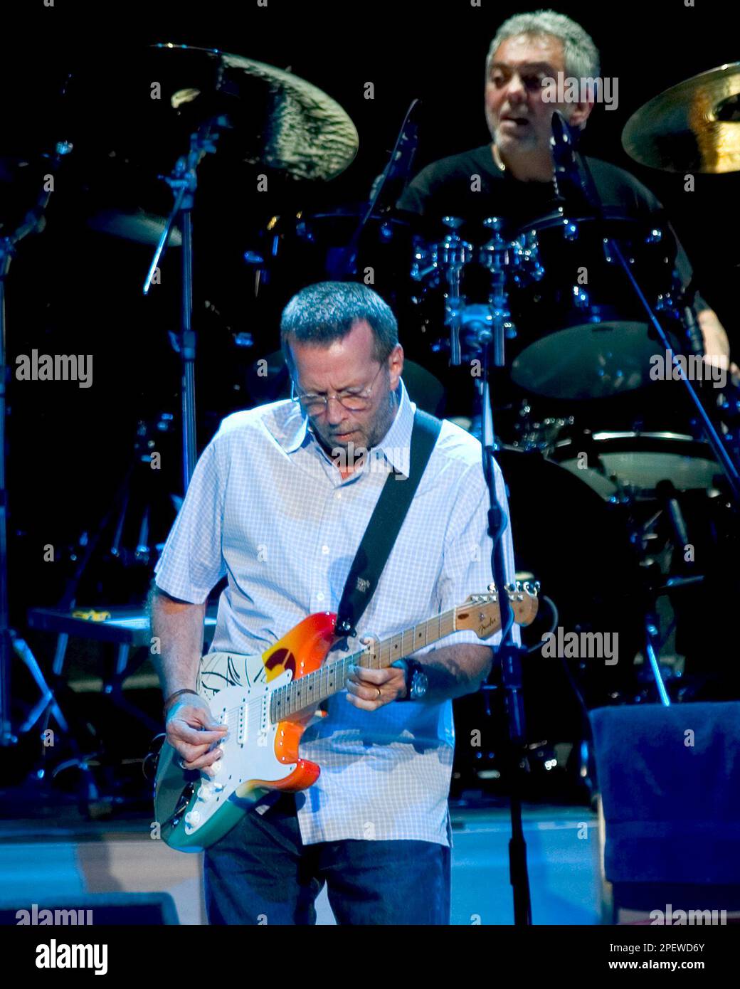 Eric Clapton and his band perform in Mansfield, Mass., Saturday, July 3 ...