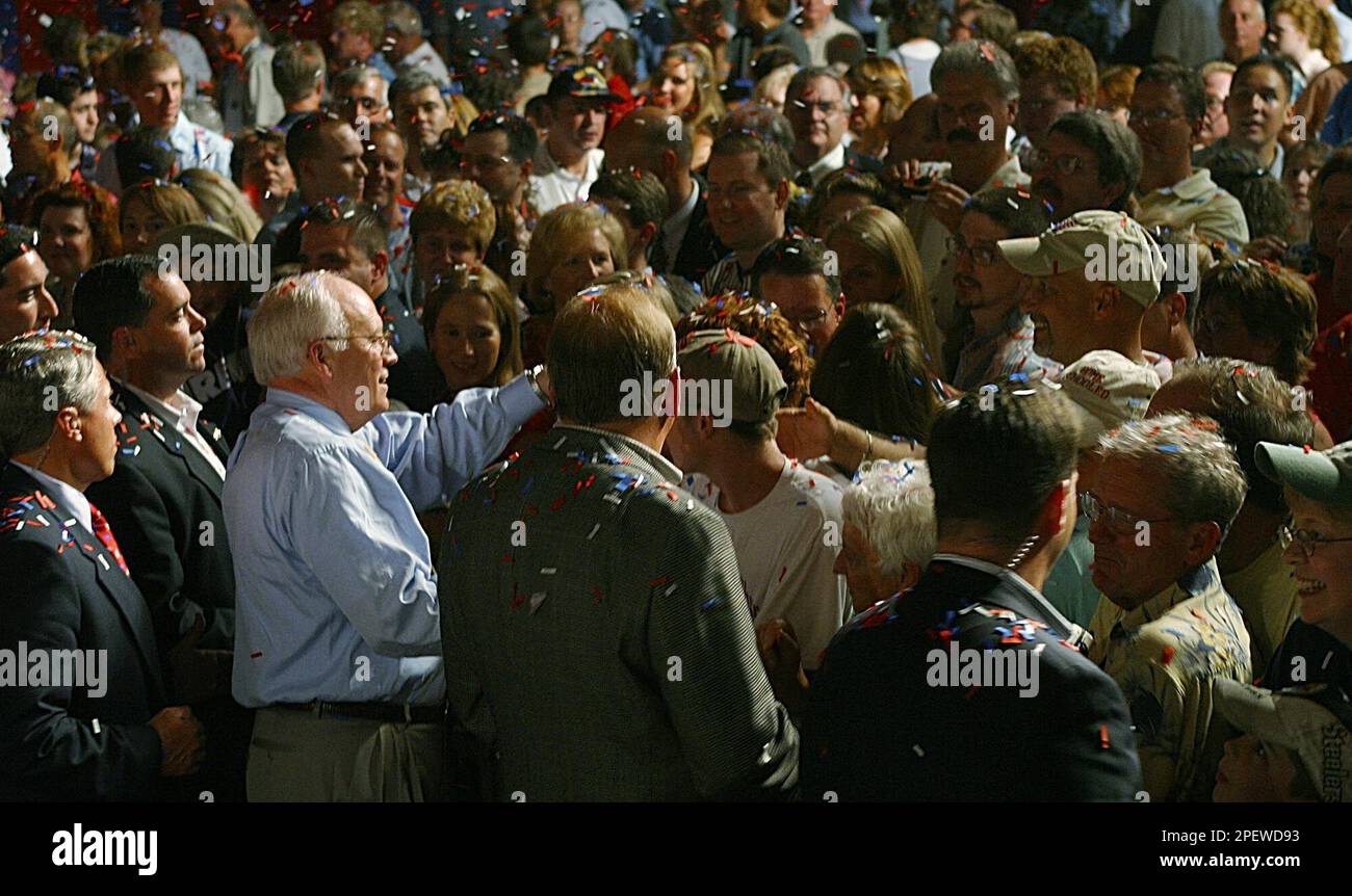 Vice President Dick Cheney shakes hand with supporters during an ...