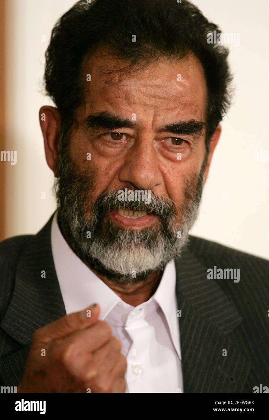 In this image cleared by the US military, Saddam Hussein appears in a ...
