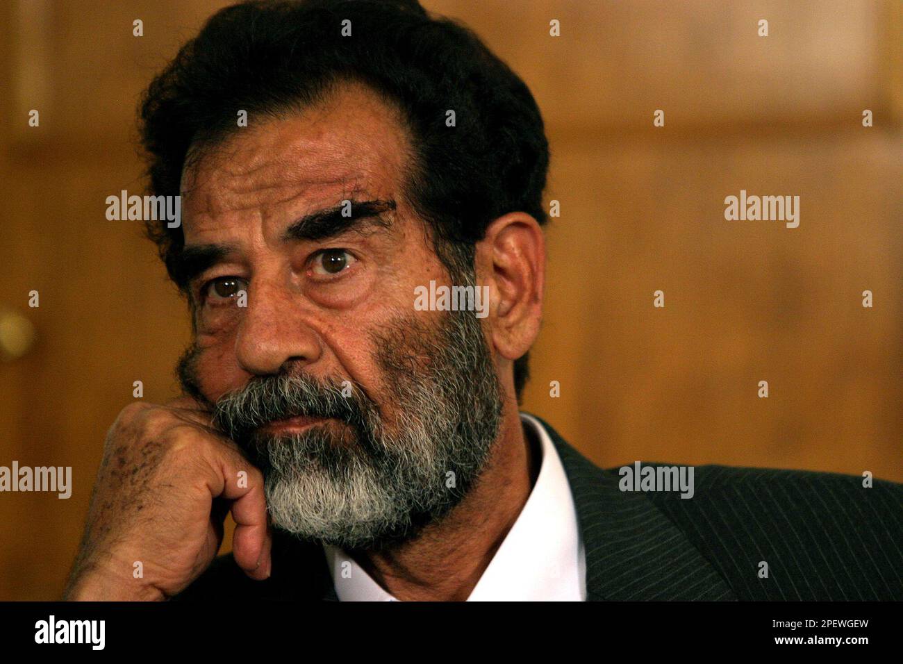 In this image cleared by the US military, Saddam Hussein appears in a ...