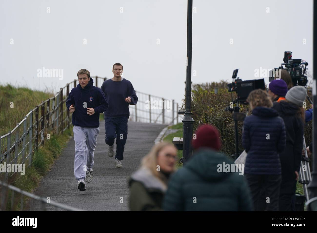Actor Ed McVey, who plays the part of Prince William, filming scenes at ...
