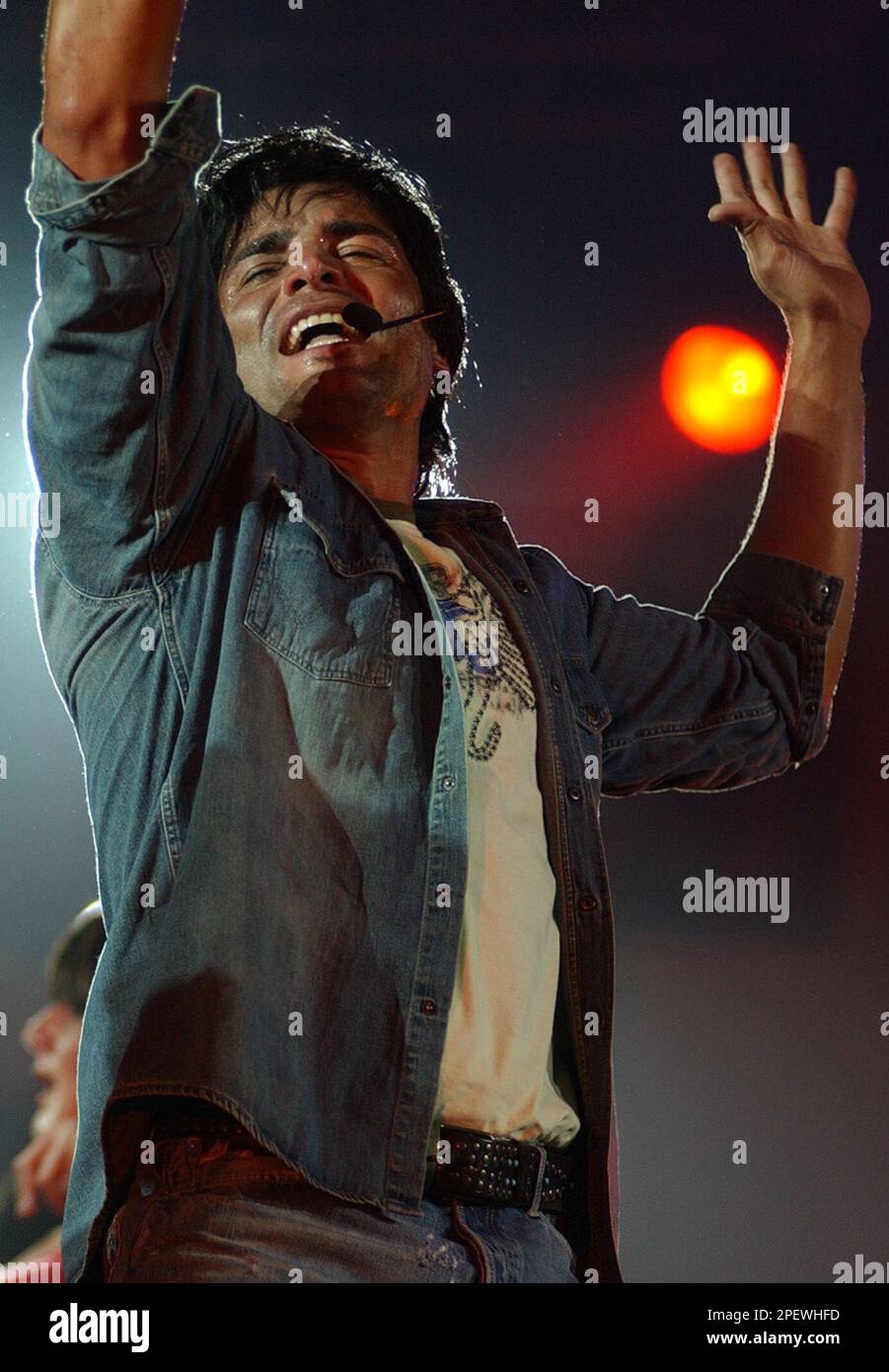 Puerto Rican singer Chayanne performs during a concert in Panama City ...