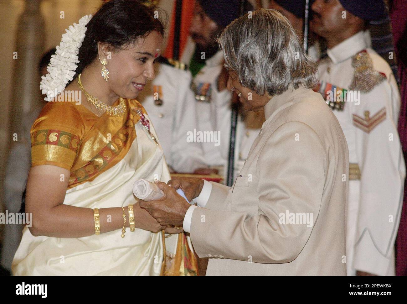 President of India A.P.J. Abdul Kalam, right, presents the Padma Shri ...