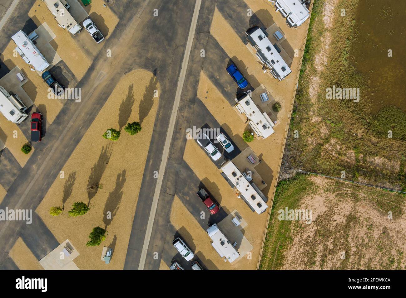 Here is an aerial view of RV vacation trailer in recreational vehicle ...