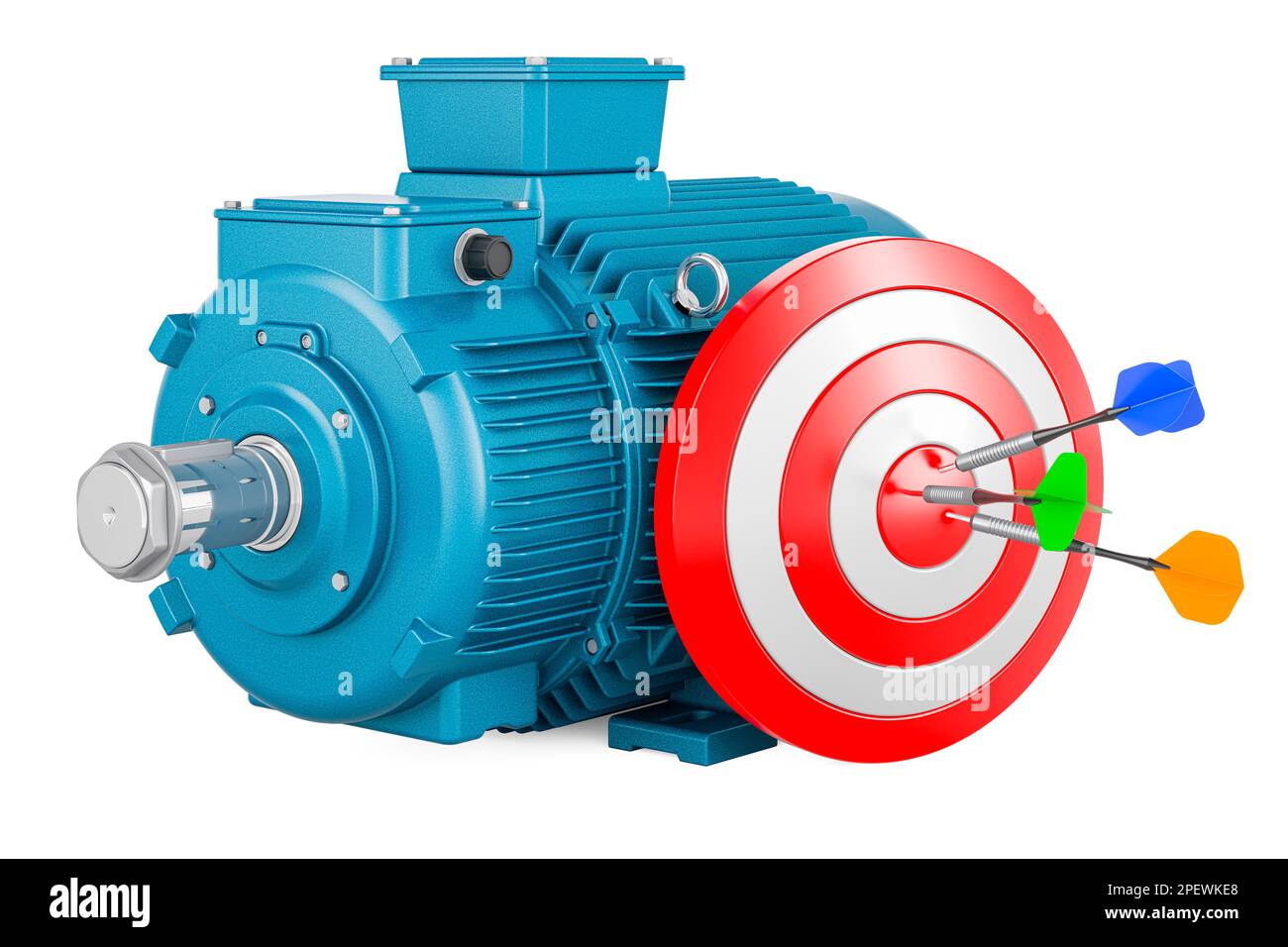 Industrial electric motor with target, 3D rendering isolated on white ...