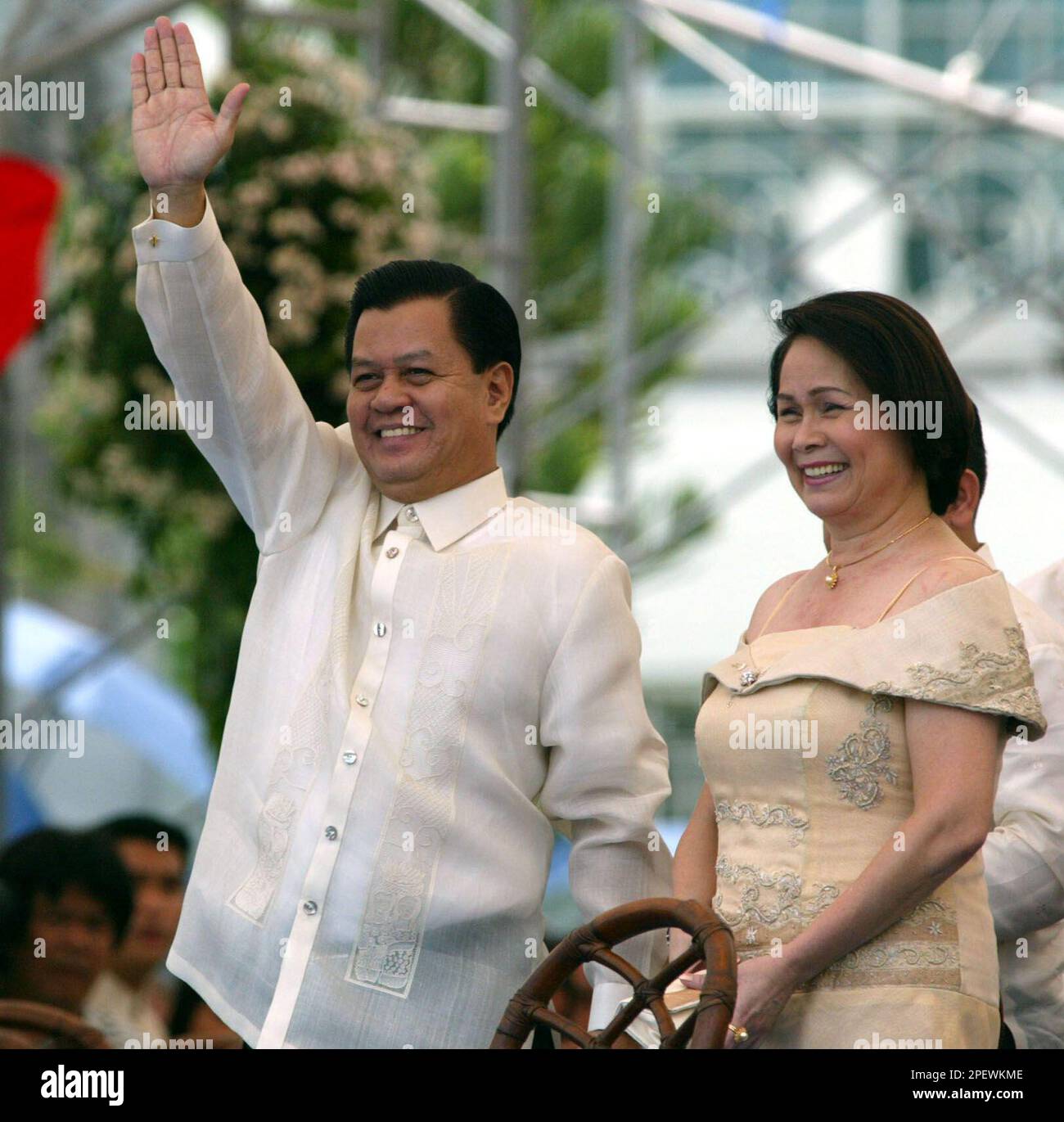 Newly-elected Philippine Vice President Noli de Castro, left, waves to ...
