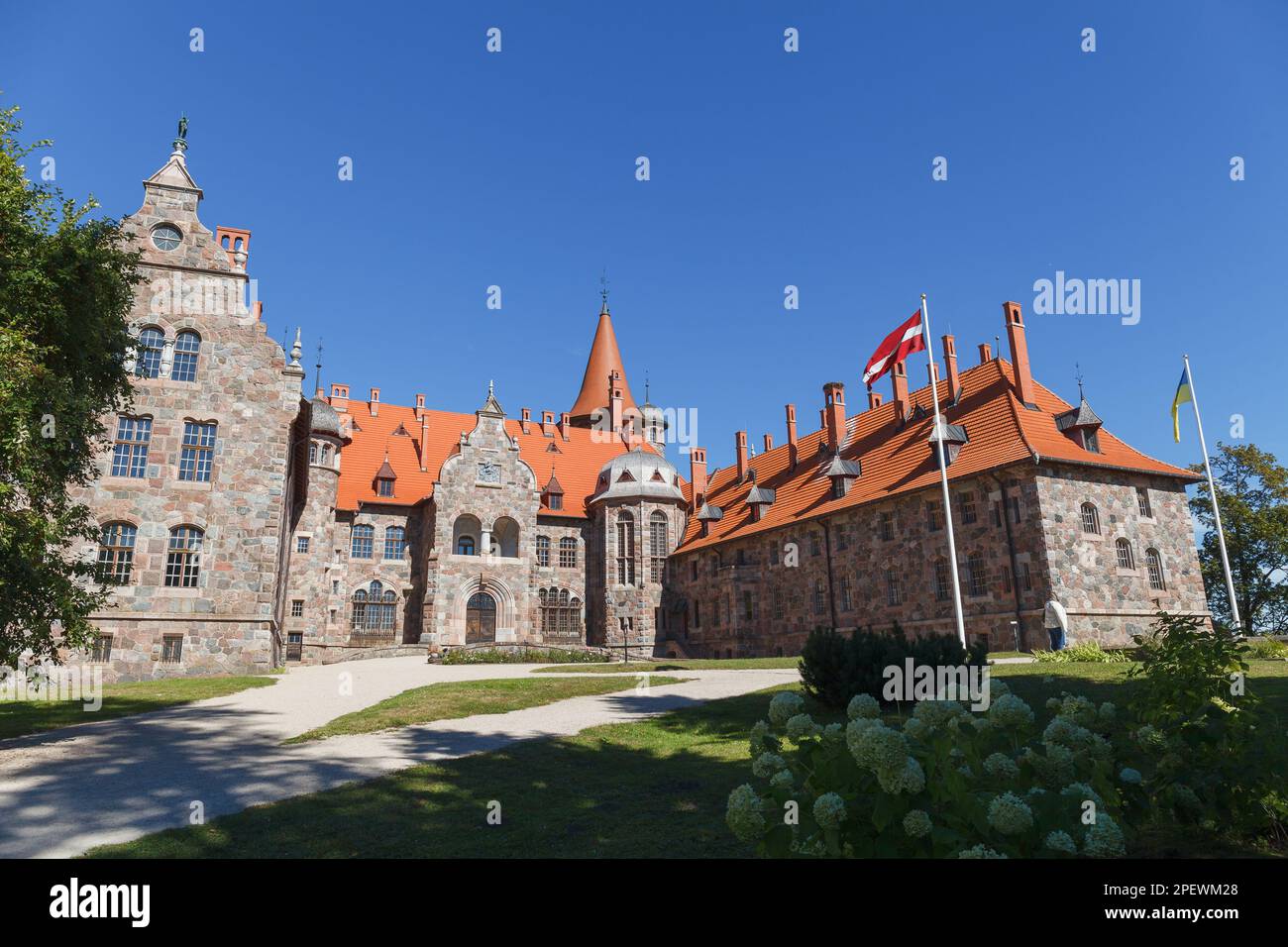 Cesvaine Palace. The old stone castle outside. An ancient building in ...