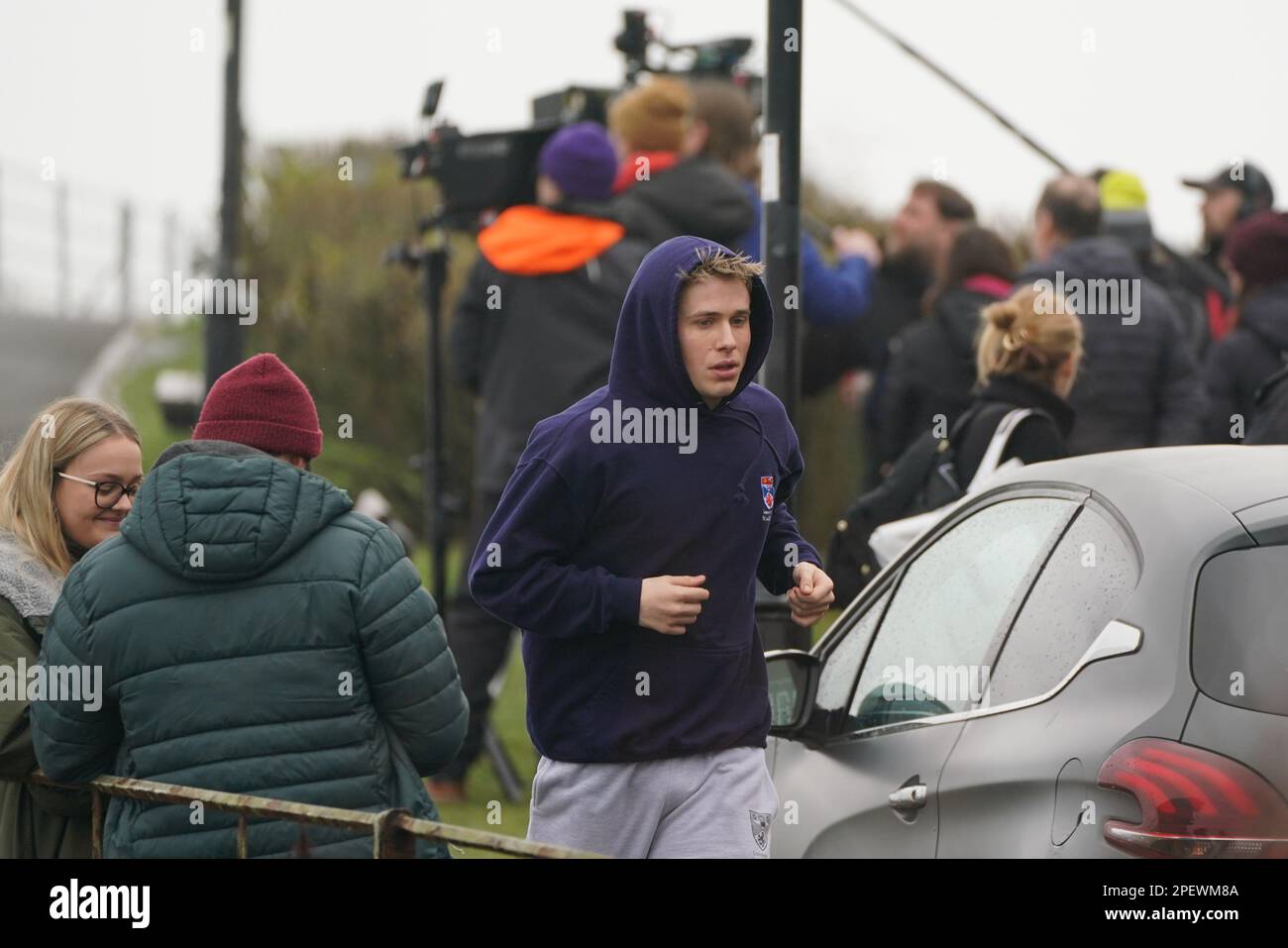 Actor Ed McVey, who plays the part of Prince William, filming scenes at ...