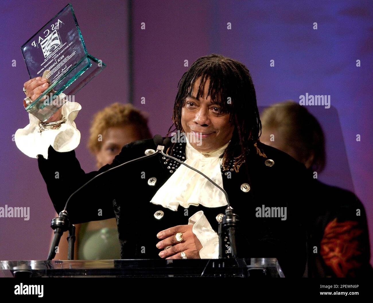 Musician Rick James accepts the Rhythm and Soul Heritage Award at the ...