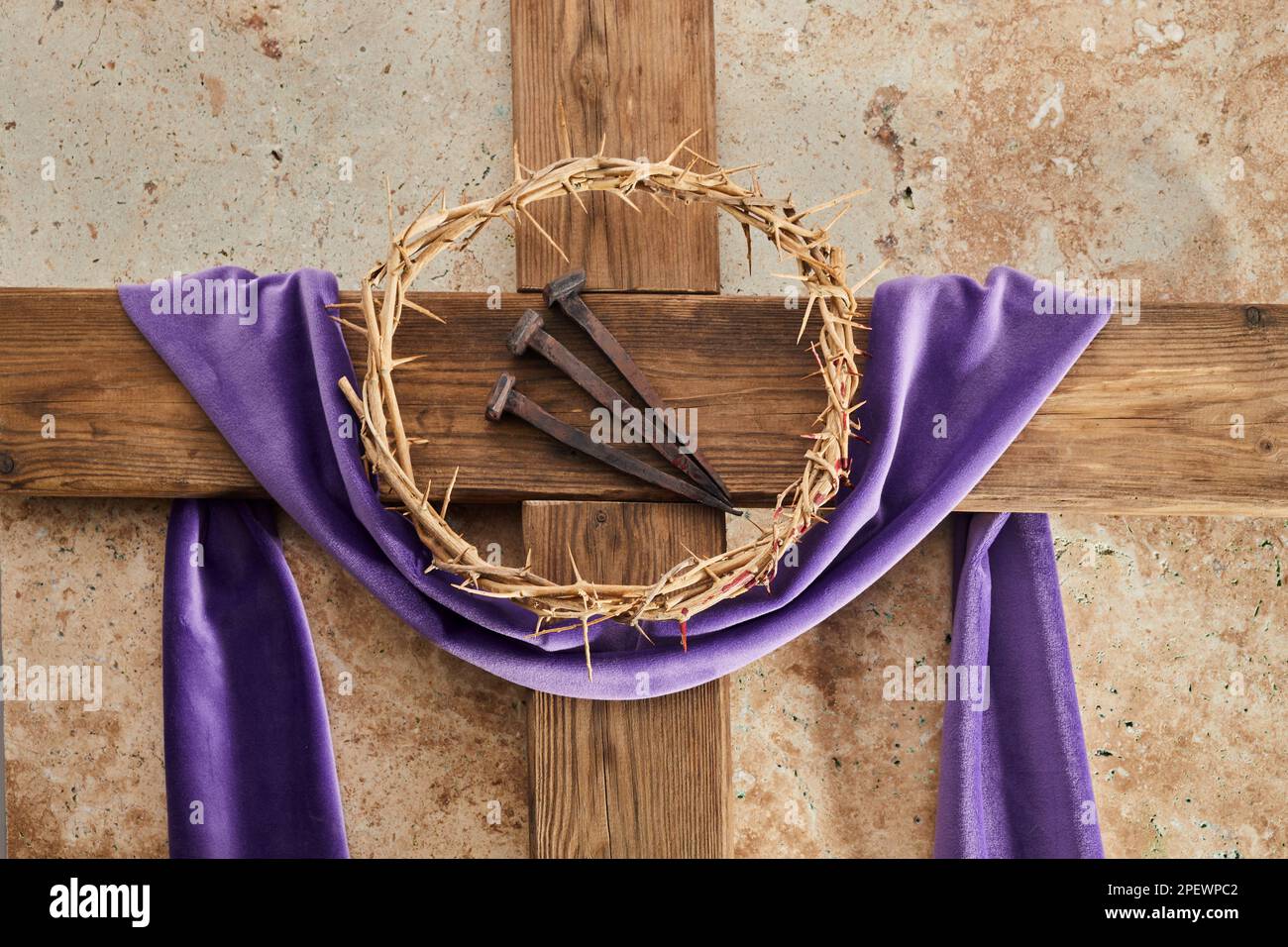 Lent season, Holy week and Good friday concept. Cross With three Nails ...