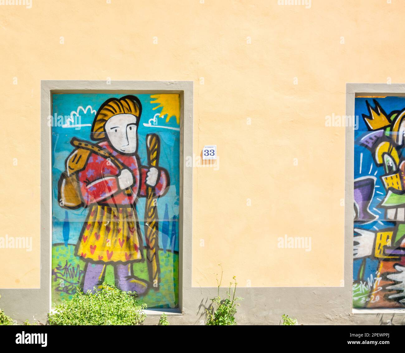 Symbol of the Via Francigena at Altopascio in the province of Lucca ...