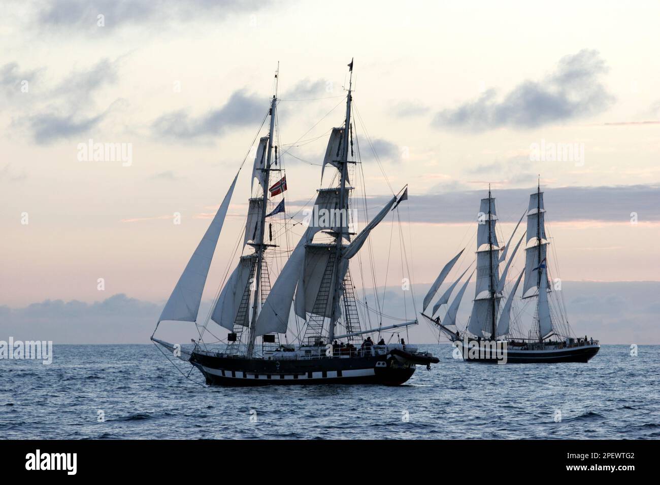 Two tall ships, race start, Bergen 2008 Stock Photo - Alamy