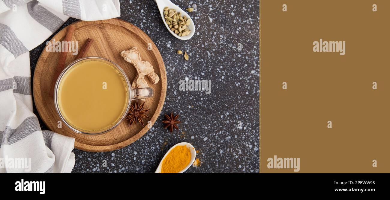 Healthy drink masala tea - indian traditional with spices turmeric ...